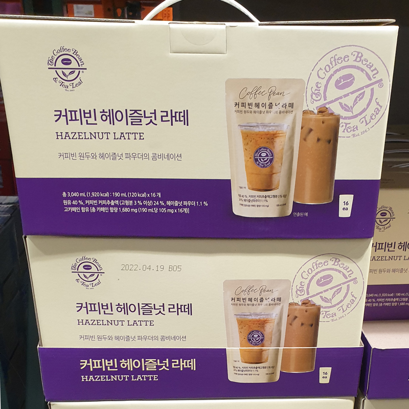띵굴마켓 : 커피빈 헤이즐넛 라떼 190ml x 16개입